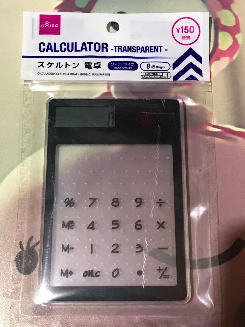 Daiso Transparent Solar Calculator, Computers & Tech, Office & Business ...
