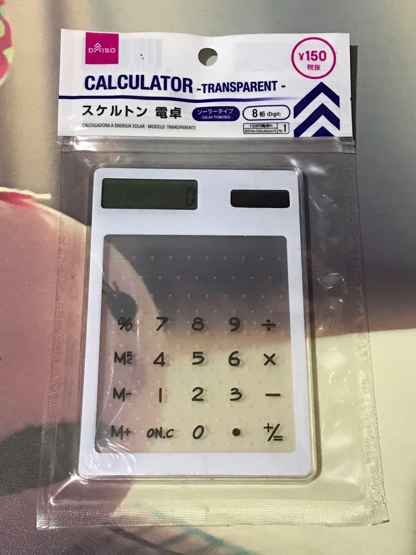 Daiso Transparent Solar Calculator, Computers & Tech, Office & Business ...
