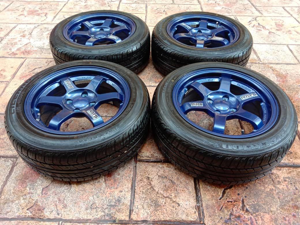 Rim TE37 Mag Blue 15 pcd100, Auto Accessories on Carousell