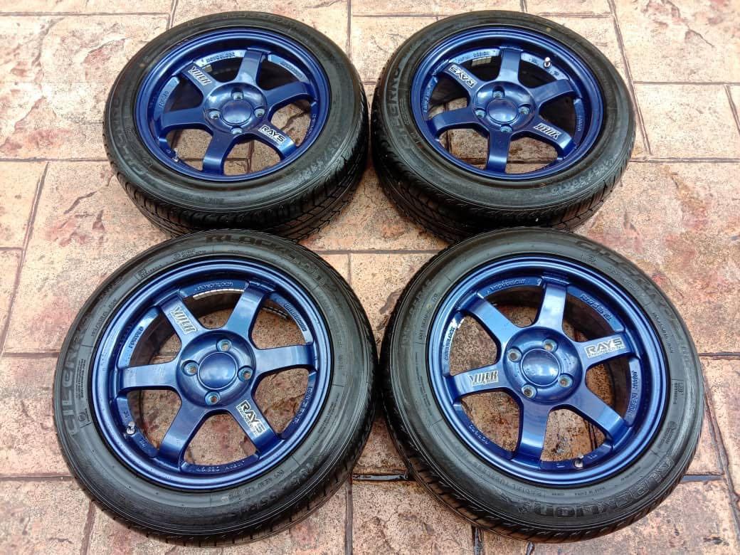 Rim TE37 Mag Blue 15 pcd100, Auto Accessories on Carousell