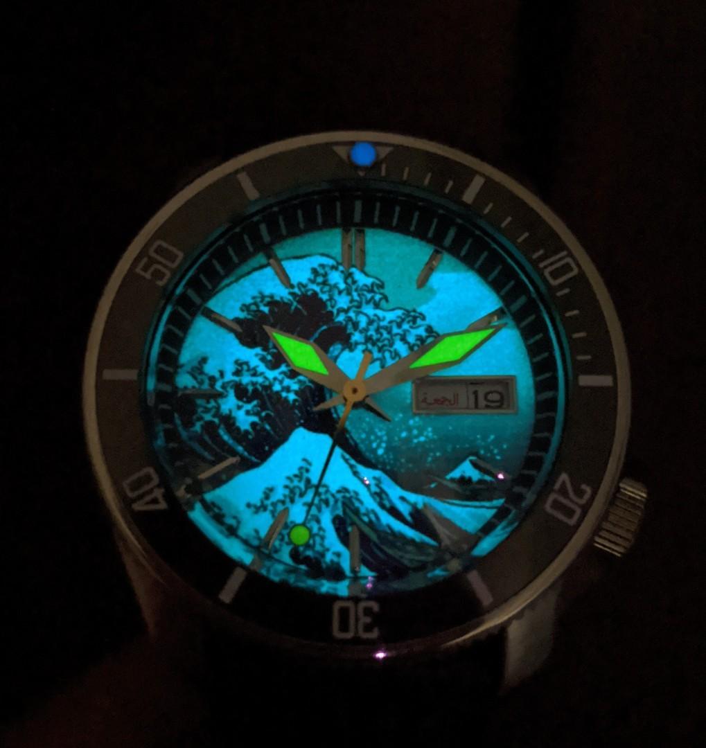 Kanagawa Wave Dial Fully Modified Seiko SKX 007 Automatic Divers Watch ...