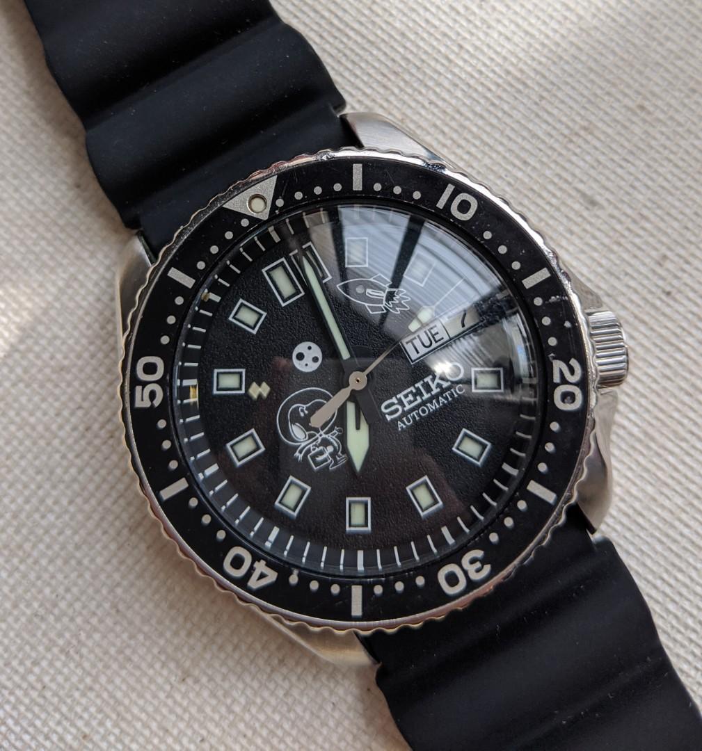 Modified Snoopy Spaceman Seiko SKX 007 / 009 Automatic Divers Watch ...