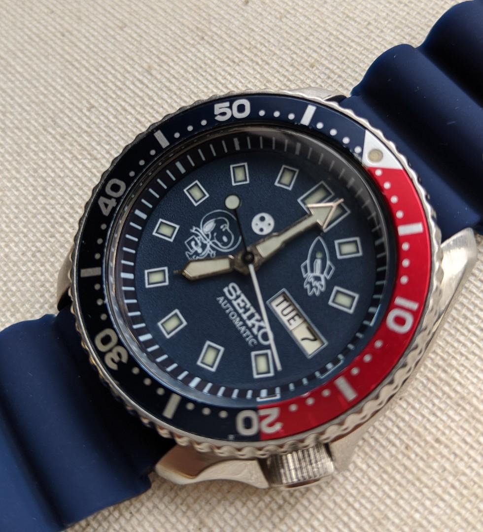Modified Snoopy Spaceman Seiko SKX 007 / 009 Automatic Divers Watch ...