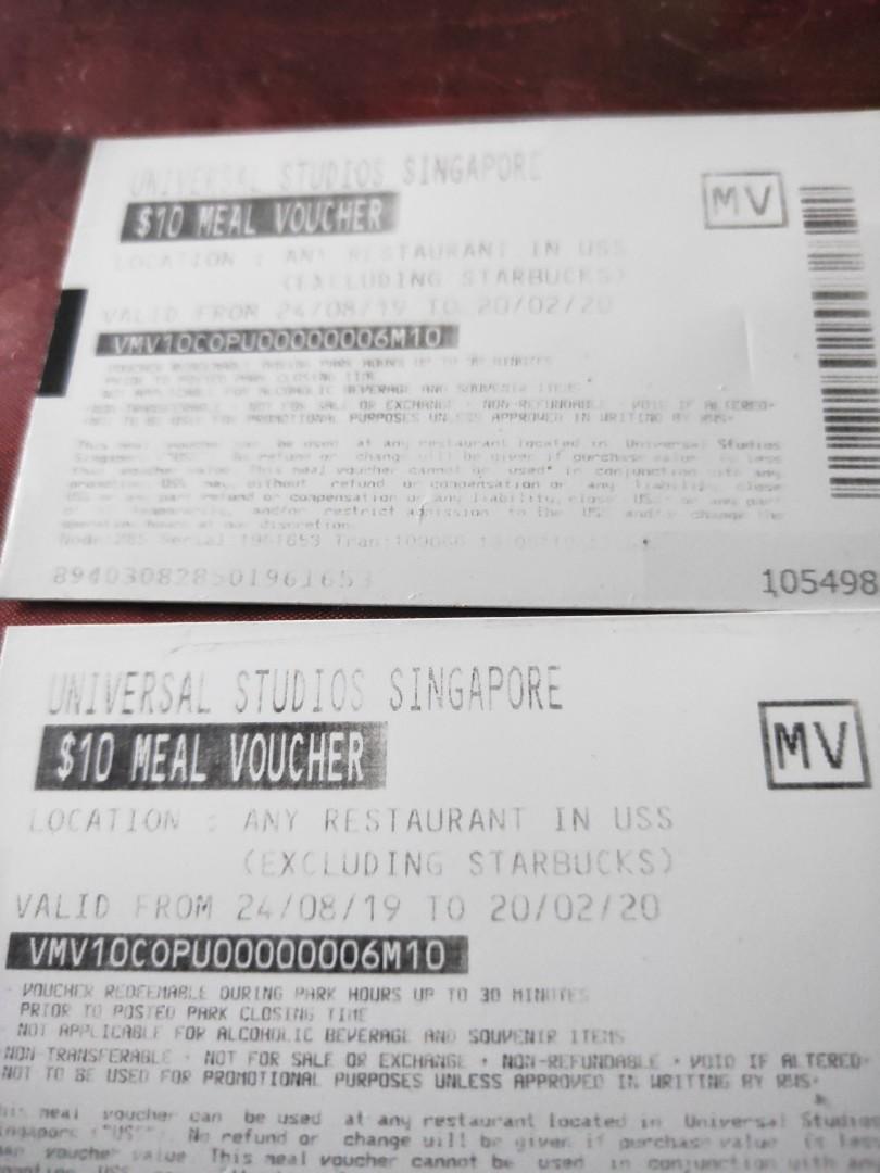 Universal Studios Singapore Meal voucher, Tickets & Vouchers, Local ...