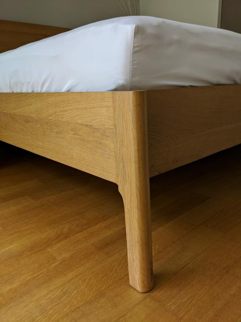 Ethnicraft Solid Wood Oak Air Bed Frame with Slats EU King, Furniture ...