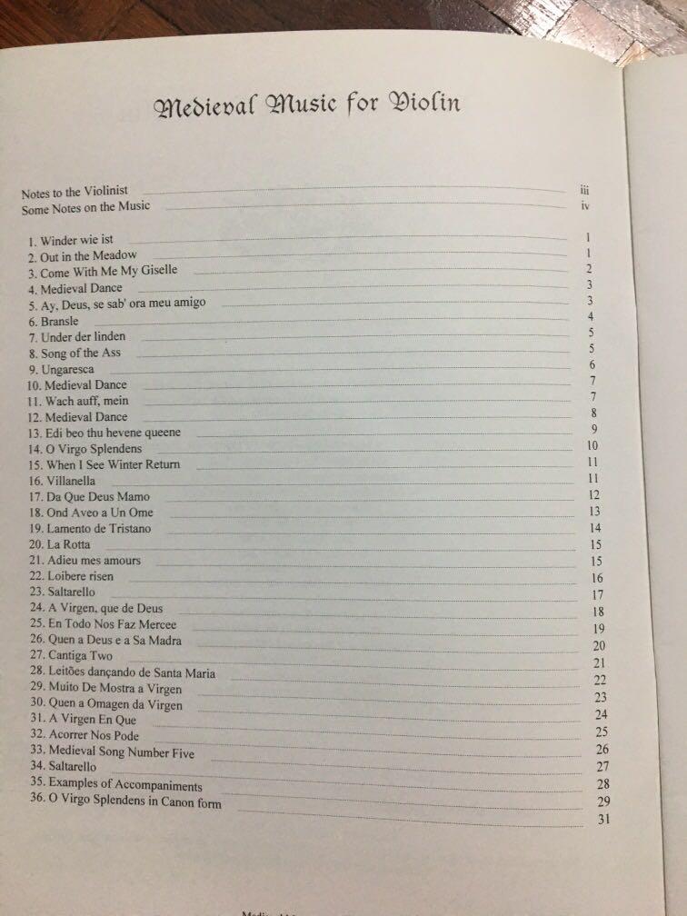 Medieval Music for Violin (1 CD included), Hobbies & Toys, Music ...