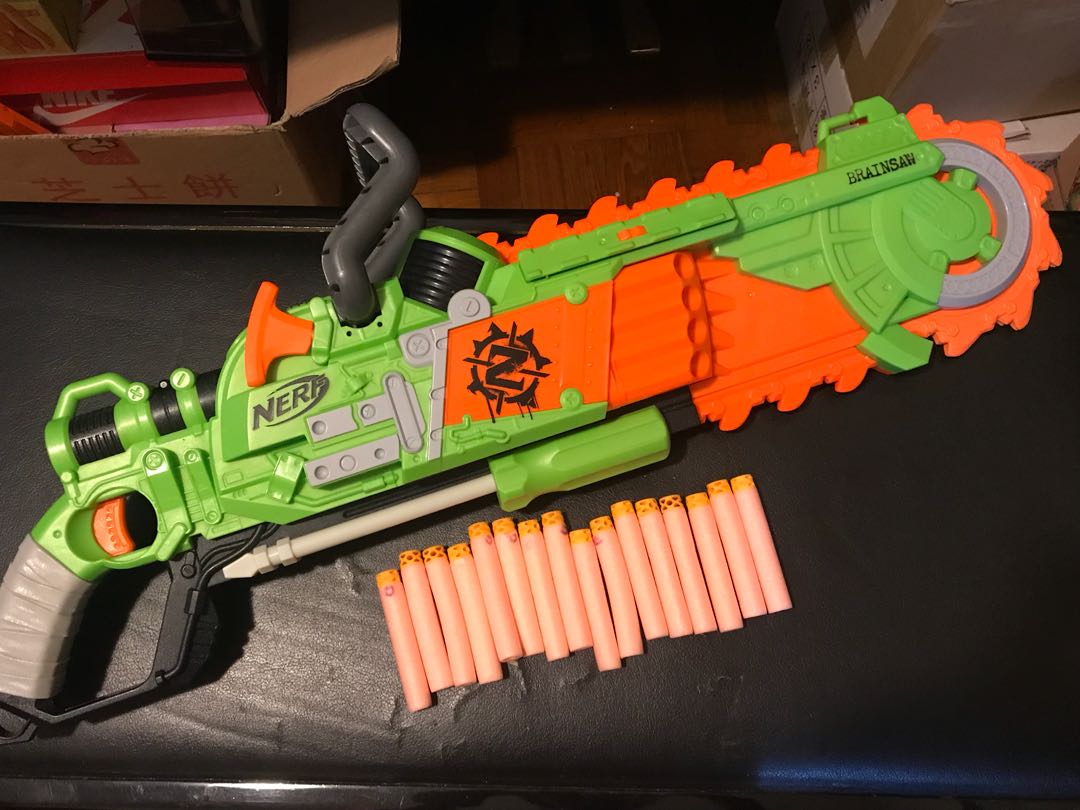 Nerf gun zombie strike 喪屍 brain saw brainsaw 電鋸, 興趣及遊戲, 玩具 & 遊戲類 ...