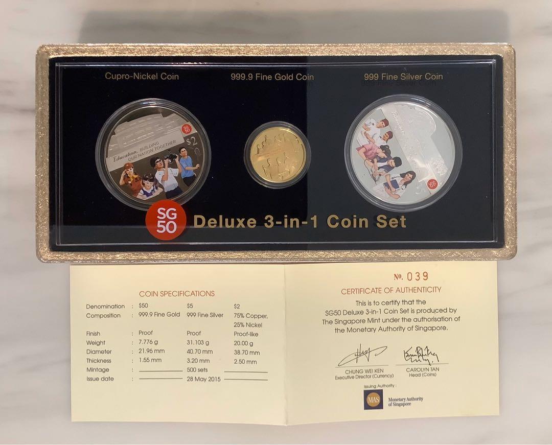 SG50 Commemorative Deluxe 3 in 1 Coin Set, Hobbies & Toys, Memorabilia ...