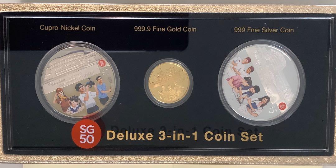 SG50 Commemorative Deluxe 3 in 1 Coin Set, Hobbies & Toys, Memorabilia ...