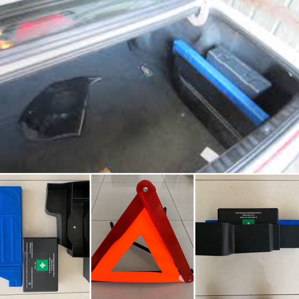 BMW E30 rare complete set of 1. Trunk storage 2. Warning triangle 3 ...