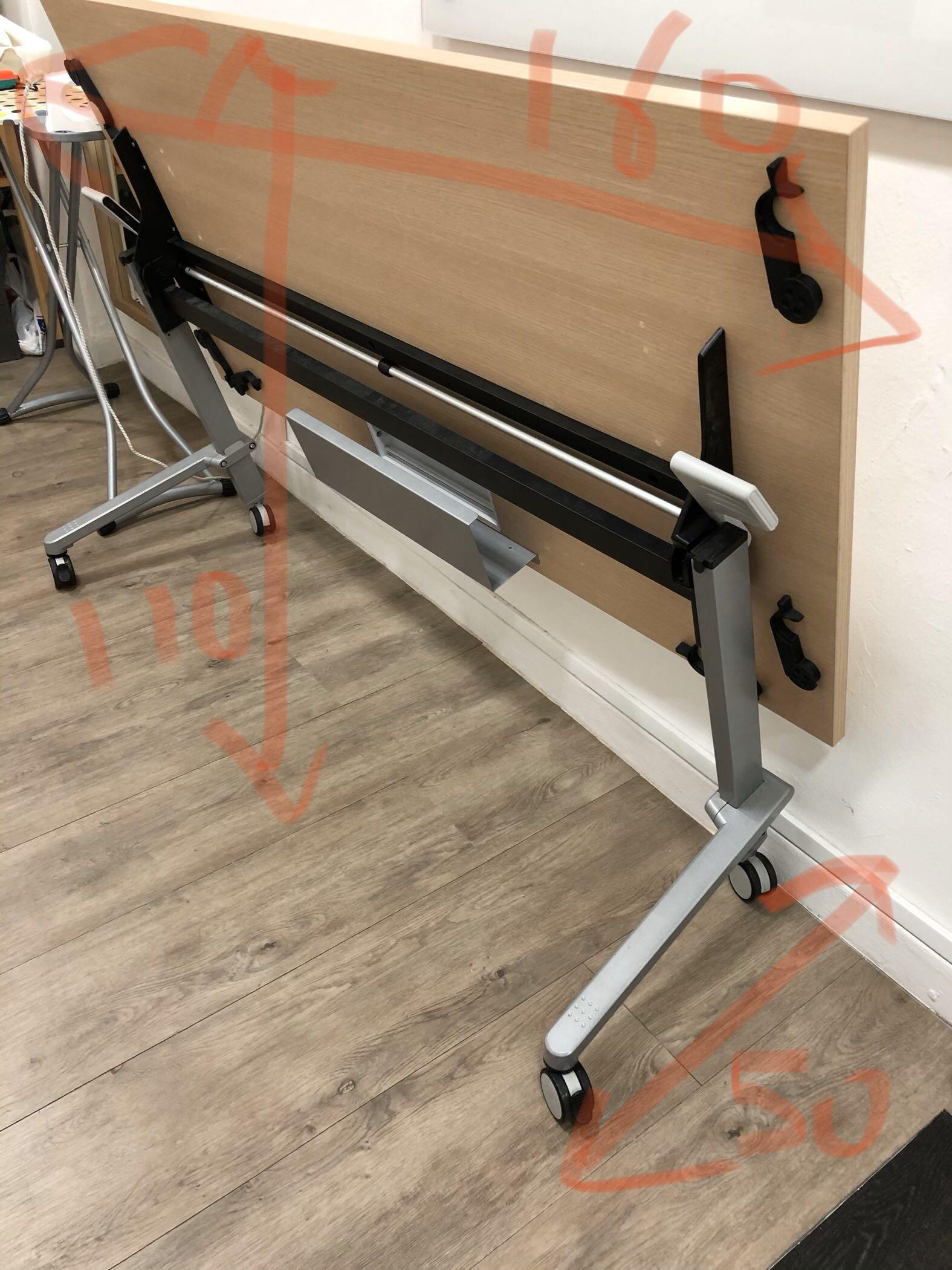 Foldable office table with lockable caster wheels, Furniture & Home ...