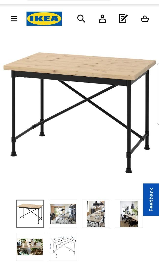 IKEA Kullaberg Pine wood desk, Furniture, Tables & Chairs on Carousell
