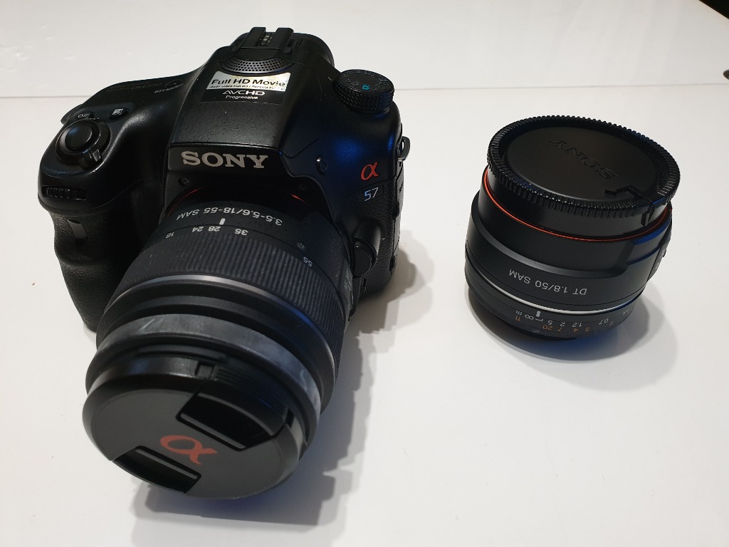 Sony A57 camera with 2 lenses, Photography, Cameras on Carousell