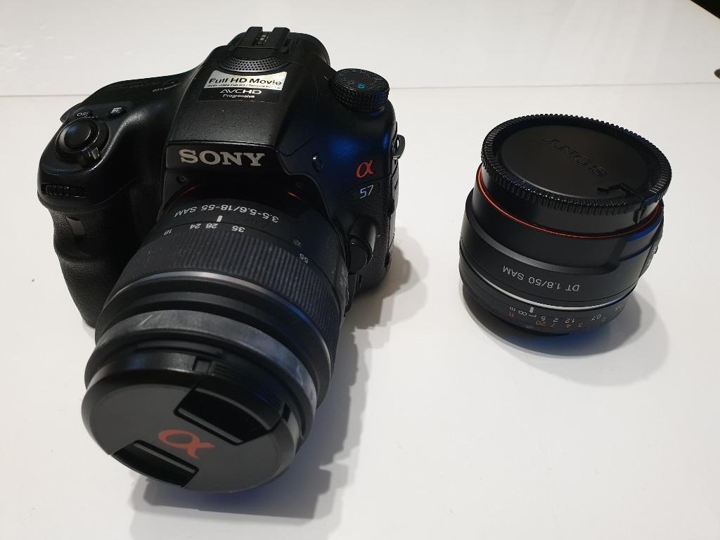 Sony A57 camera with 2 lenses, Photography, Cameras on Carousell