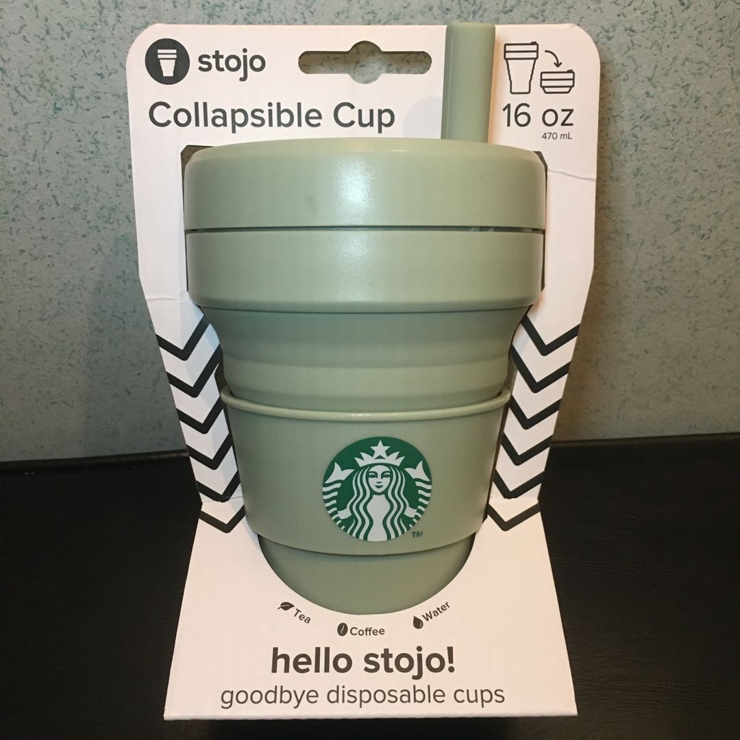 Starbucks x Stojo limited edition collapsible tumbler sage, Hobbies ...