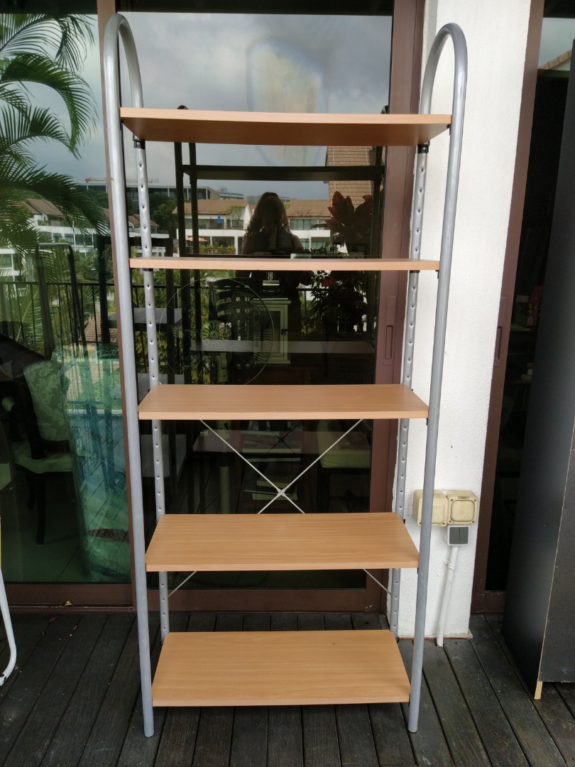 Wood shelving with metal frame, Furniture & Home Living, Furniture ...