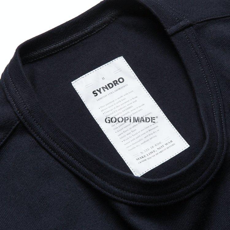 [獨家][全新][3號]GOOPi x SYNDRO CALLIGRAPHIST DOUBLE LOGO TEE-深藍, 男裝, 外套及戶外 ...