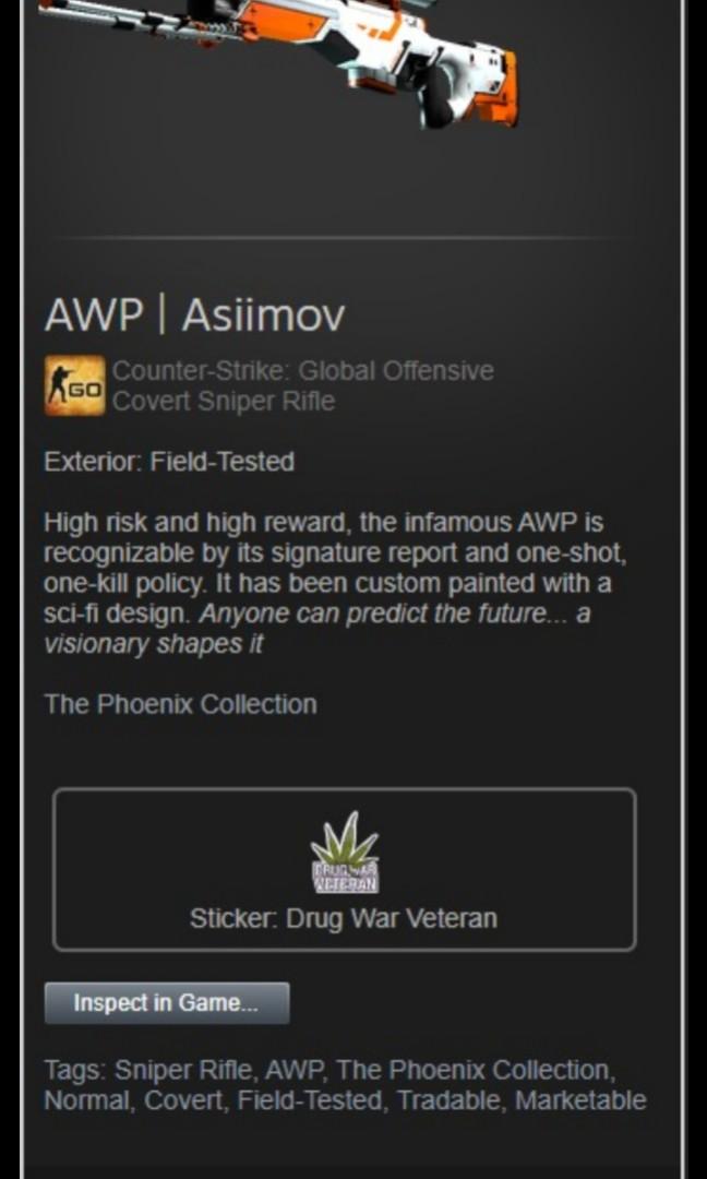 Awp Asiimov Field Tested Csgo Skins, Video Gaming, Gaming Accessories ...