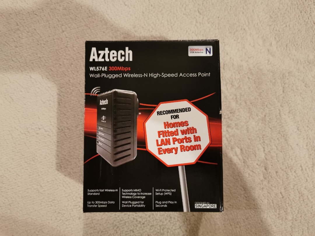 Aztech WL576E Wall-Plugged WiFi Access Point, Computers & Tech, Parts ...