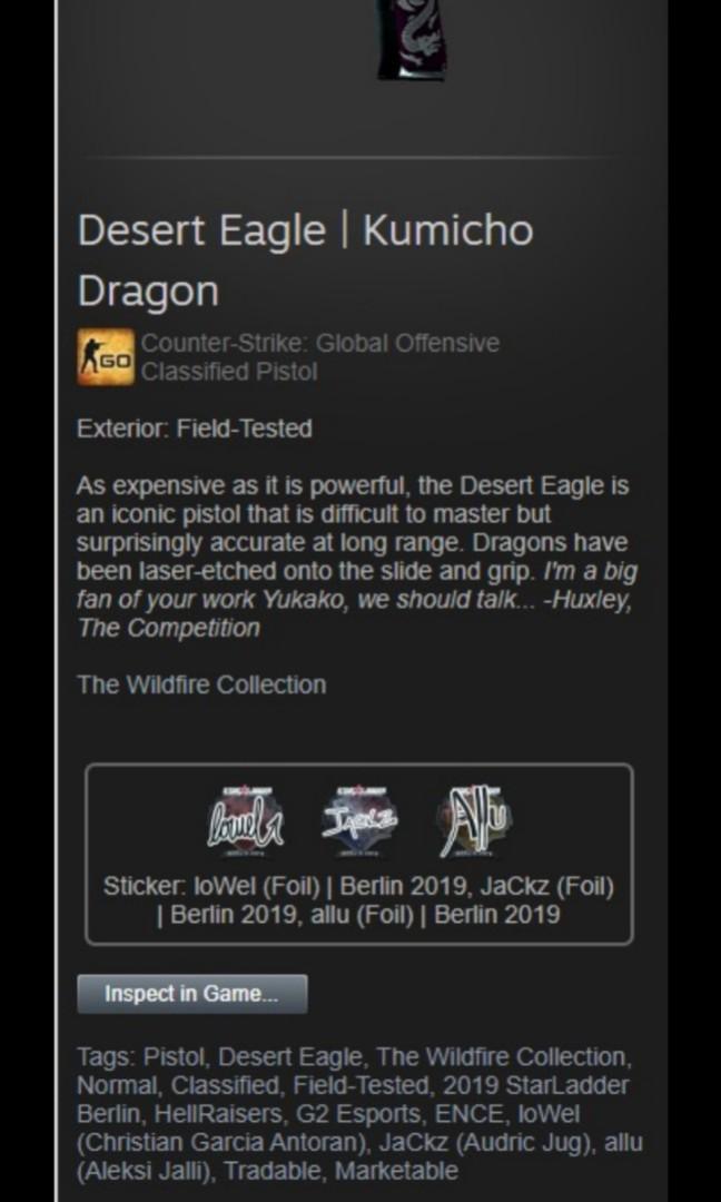 Desert Eagle Kumicho Dragon Field Tested Csgo skins, Video Gaming ...