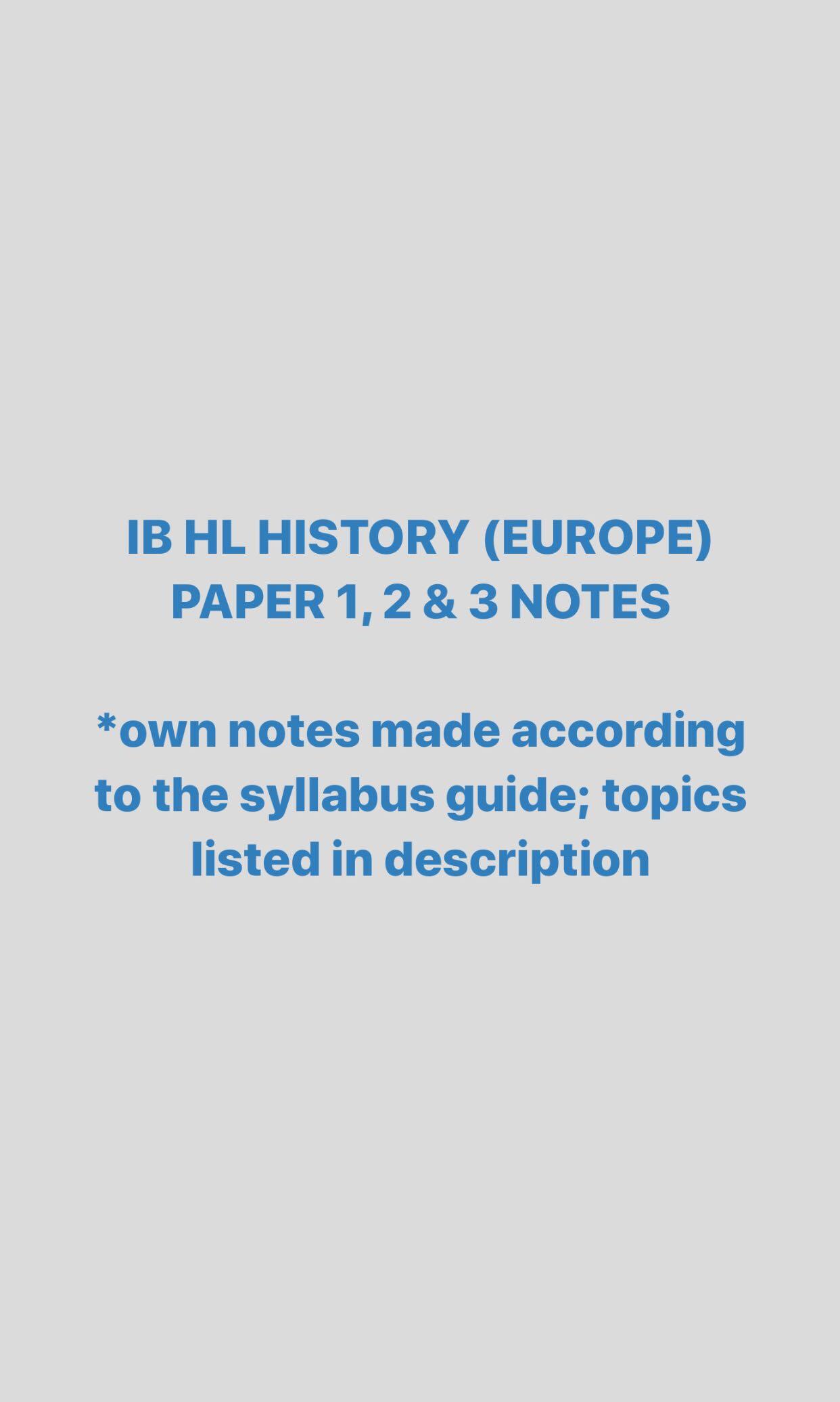 [SOFT COPY] IB SL/HL History (Europe) Notes - Paper 1, 2 & 3, Hobbies ...