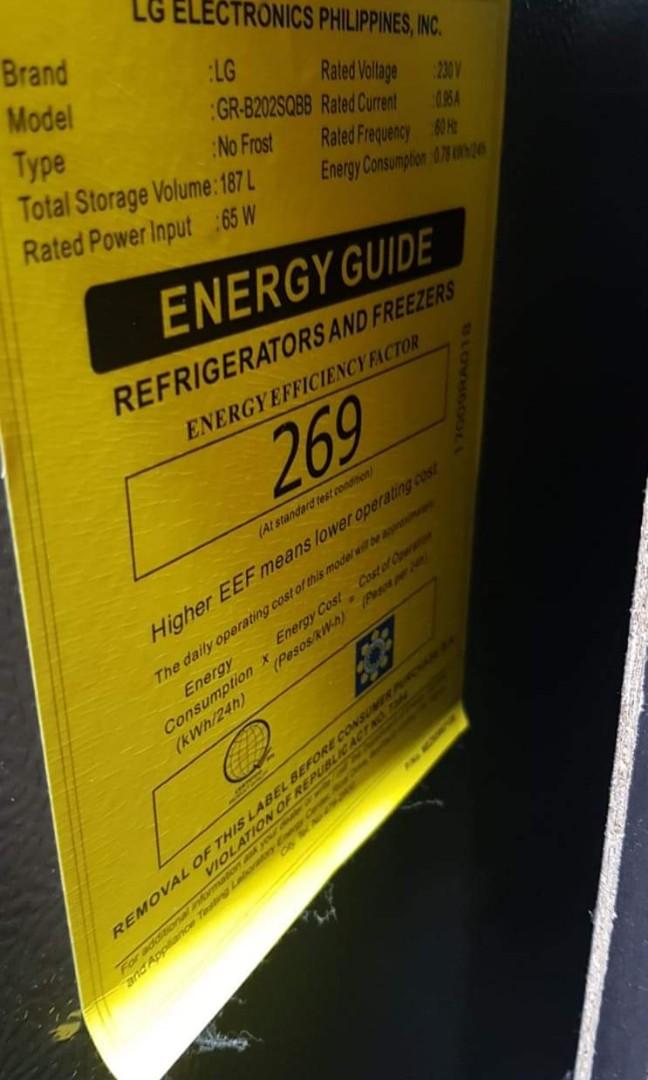 LG 2 Door Inverter No Frost Refrigirator GR-B202SQBB 7.2 cu.ft., TV ...