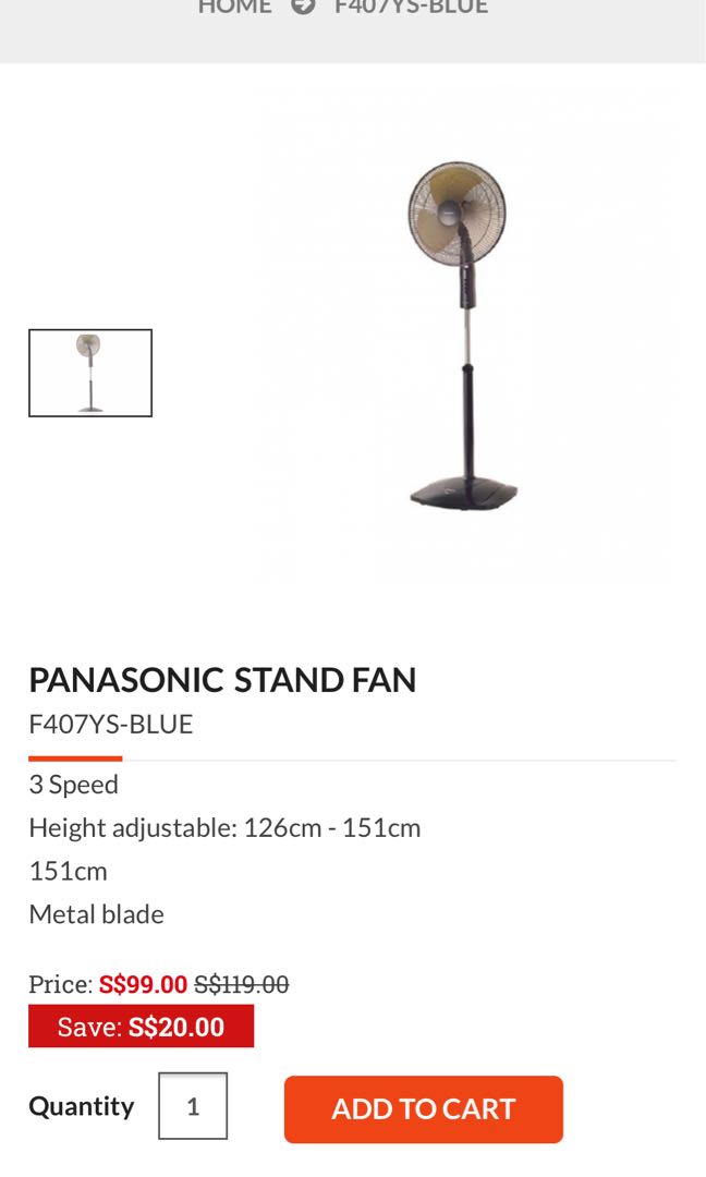 Panasonic Pedestal Fan, Furniture & Home Living, Lighting & Fans, Fans ...