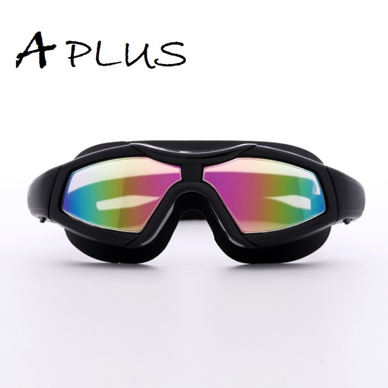 SHUMAN 一體式 高清 電鍍 太陽 防UV 防霧 游泳鏡 大框 游泳 眼鏡 潛水鏡, 健康及營養食用品, 口罩、面罩 - Carousell