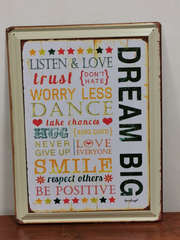 Vintage looking poster on metal sheet poster- DREAM BIG, Furniture ...