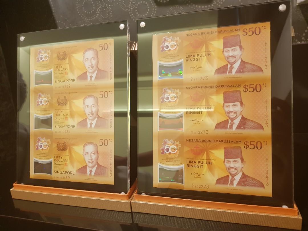 CIA 50 Singapore Brunei Commemorative Note 3-in-1 Uncut Sheet, Hobbies ...