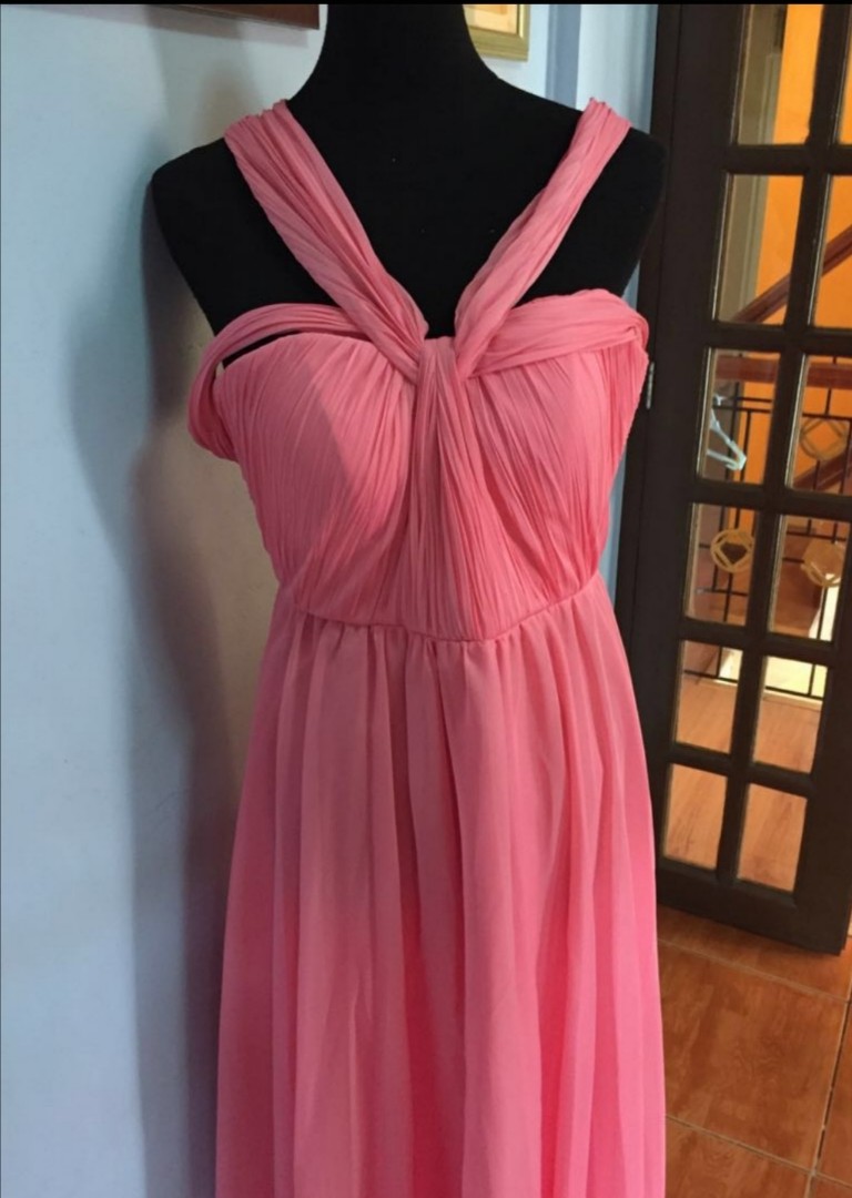 Coral Pink Pomelo Dress Gown, Women's Fashion, Dresses & Sets, Evening ...