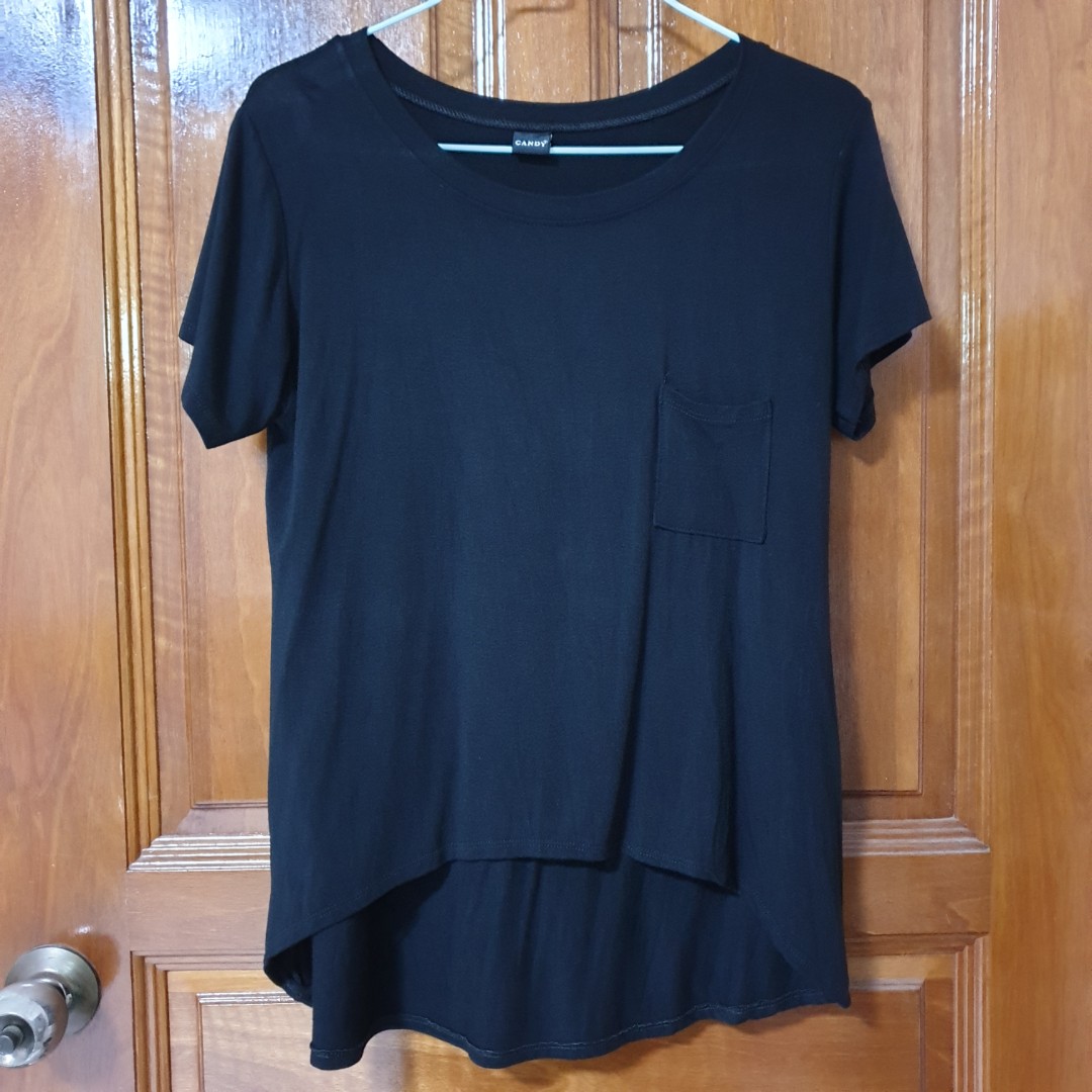 Plain black tee, Women's Fashion, Tops, Shirts on Carousell
