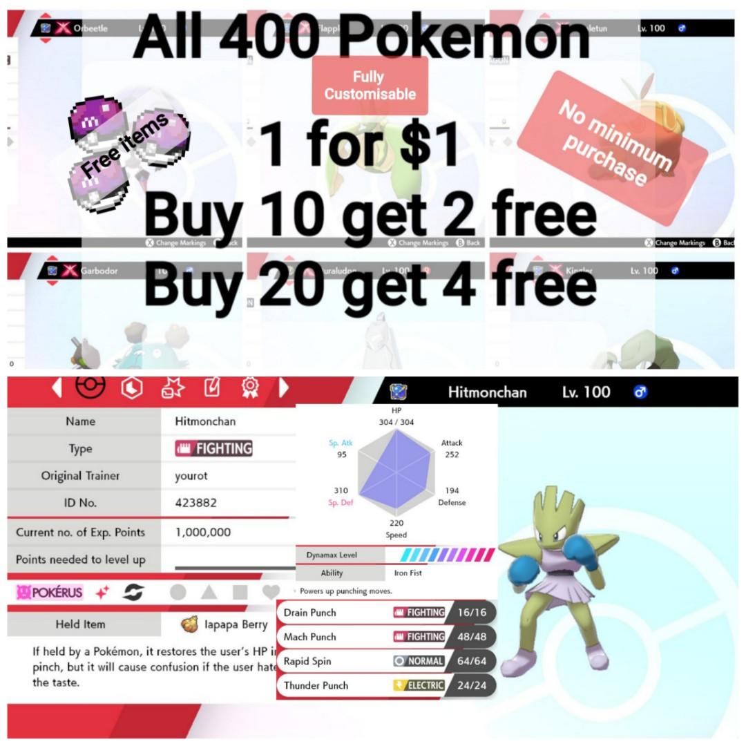 Square Shiny,6iv Pokerus, Battle Ready Hitmonchan Pokemon Sword and ...
