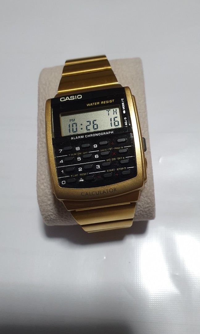 Casio Databank Calculator Gold Colour Watch, Luxury, Watches on Carousell