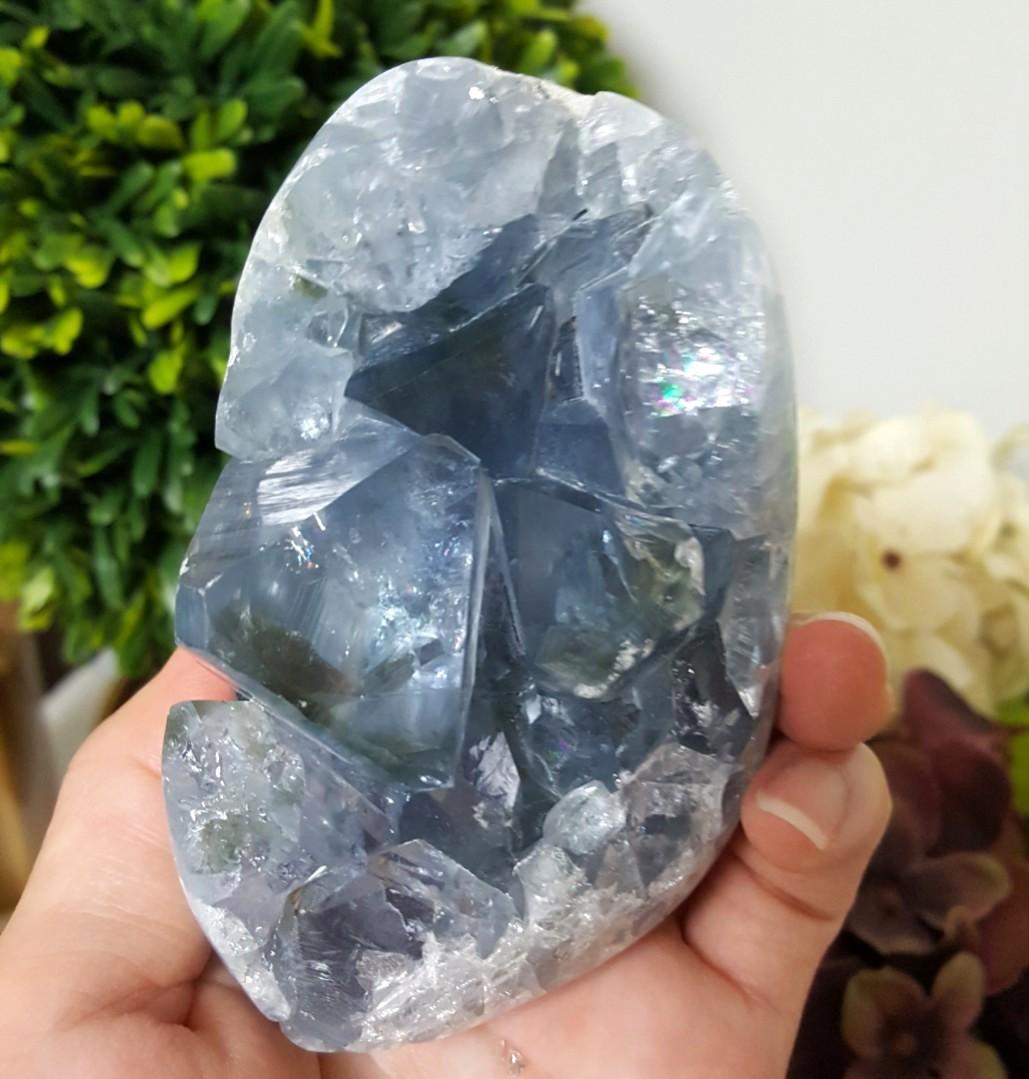 {CRYSTAL} VERY RARE Madagascan Celestite Geode with Rainbows, Women's ...
