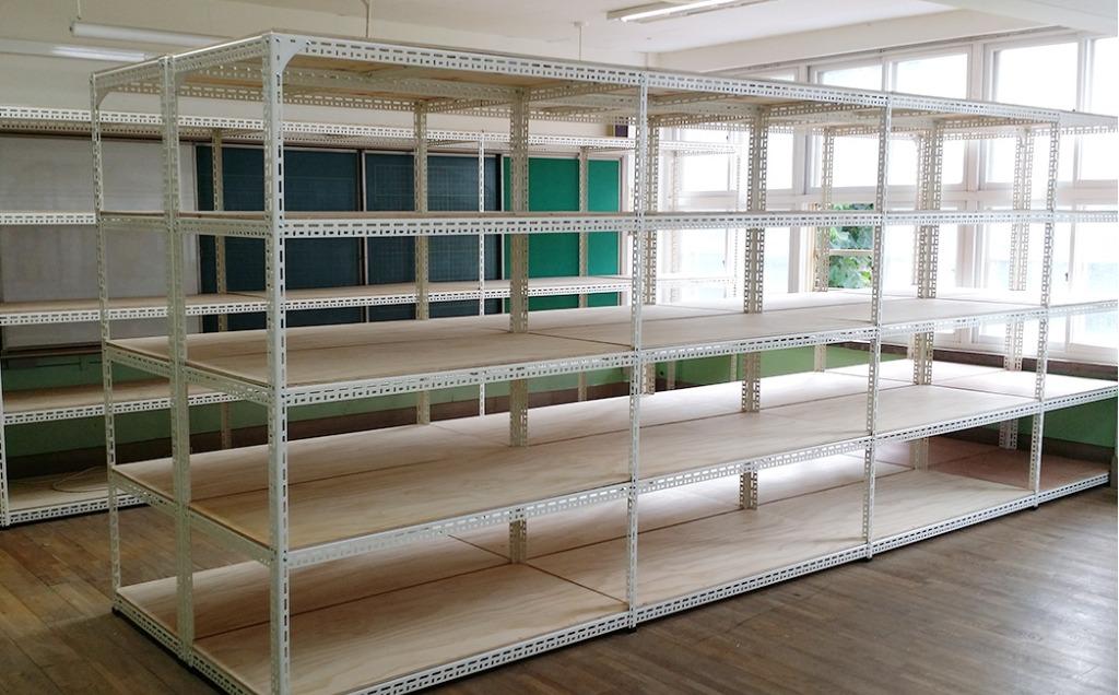 Slotted Wood Shelve - Steel Rack heavy Duty Bolt and Nut Display ...