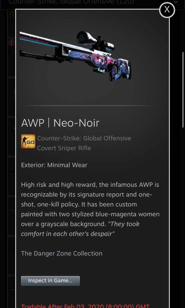 CSGO Awp Neo Noir MW 64% Market, Video Gaming, Gaming Accessories, Game ...