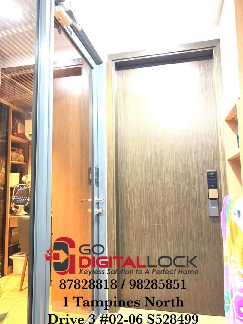 kaiser aluminum glass door digital lock, Furniture & Home Living ...