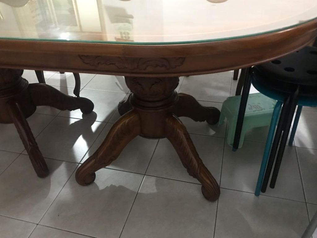 Pre-loved dining table + 6 chairs, Furniture & Home Living, Furniture ...