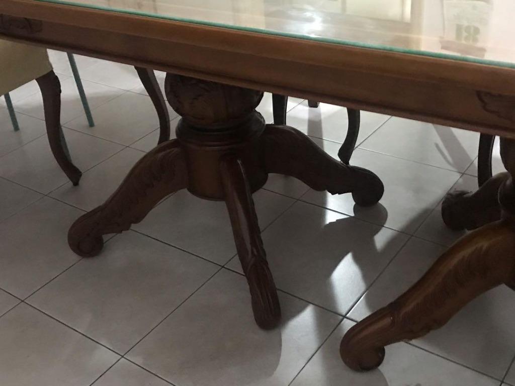 Pre-loved dining table + 6 chairs, Furniture & Home Living, Furniture ...