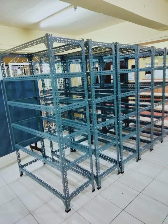 Steel Rack - Gray and White Metal Frame Slotted Angle Bar, Furniture ...