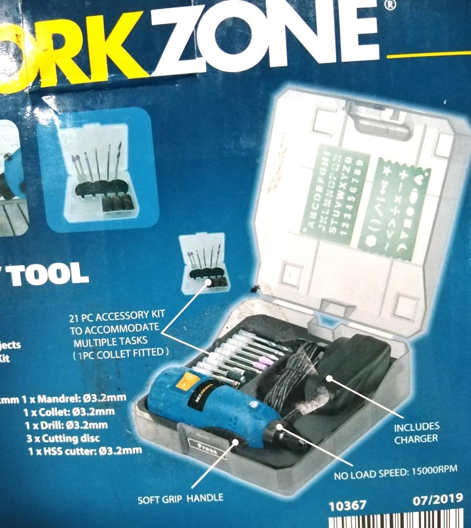 Workzone Heavy Duty 18 Volts Rotary Tool Kit AC Engraver Engraving ...