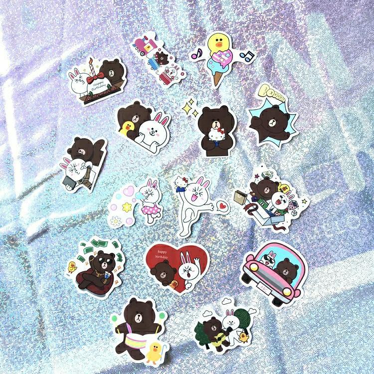 45 pcs Line Friends/Brown, Cony, Sally Waterproof Stickers, Hobbies ...