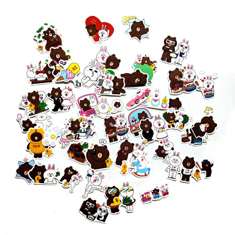 45 pcs Line Friends/Brown, Cony, Sally Waterproof Stickers, Hobbies ...