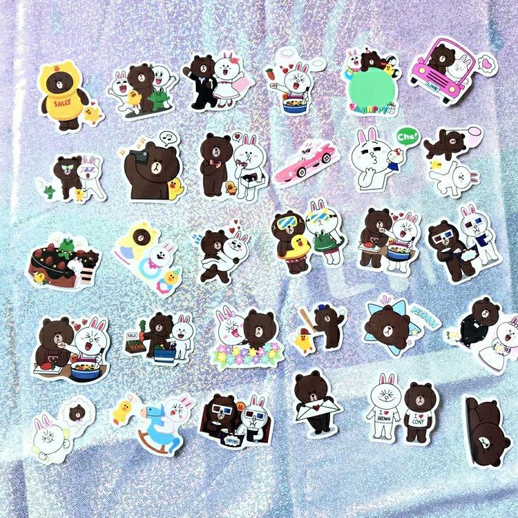45 pcs Line Friends/Brown, Cony, Sally Waterproof Stickers, Hobbies ...