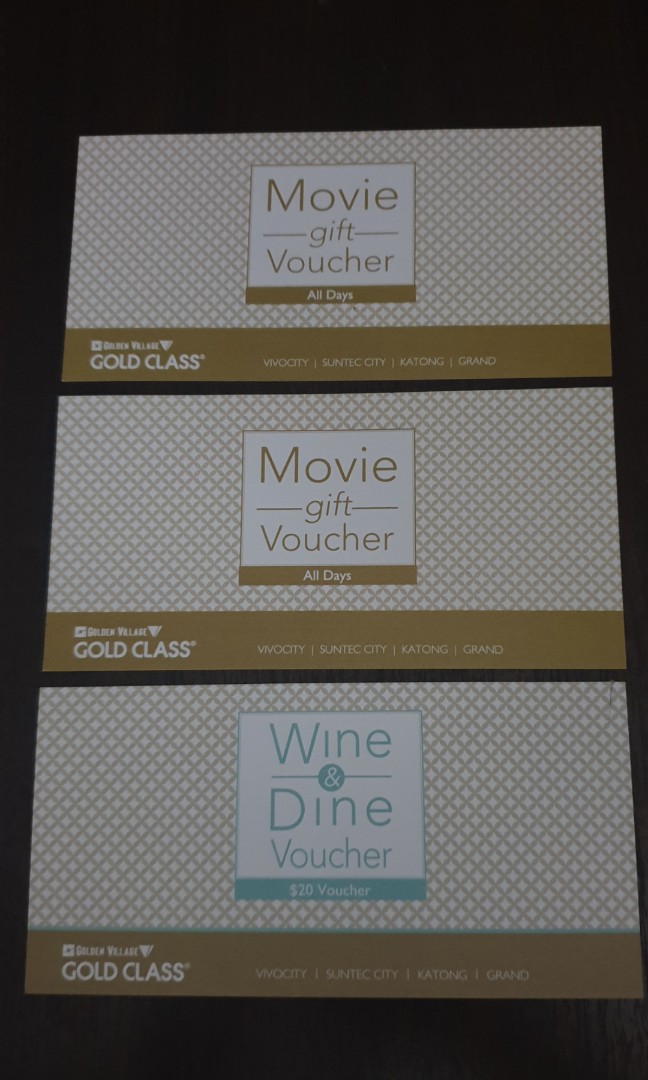 Goldclass Golden Village x2 & food voucher, Tickets & Vouchers ...