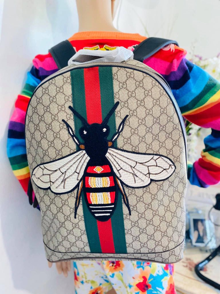 Gucci Supreme Monogram Animalier Bee Backpack, Women's Fashion, Bags ...