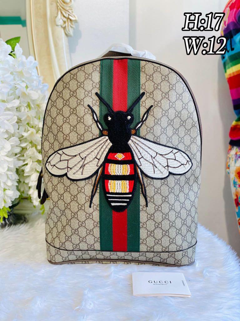 Gucci Supreme Monogram Animalier Bee Backpack, Women's Fashion, Bags ...