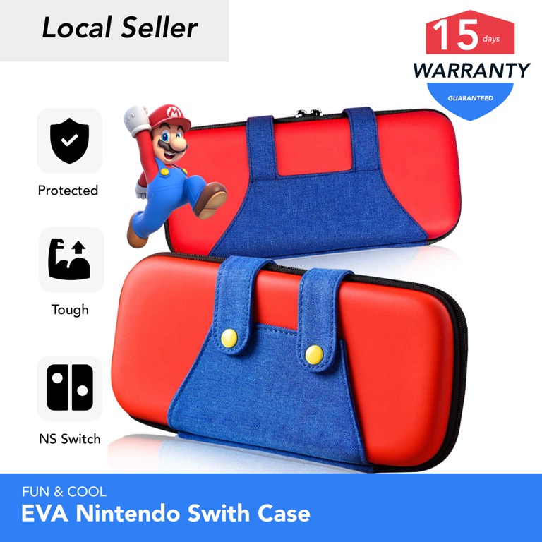 Nintendo Switch Eva Case Hard Shell Mario Case Red & Blue Carry Case ...