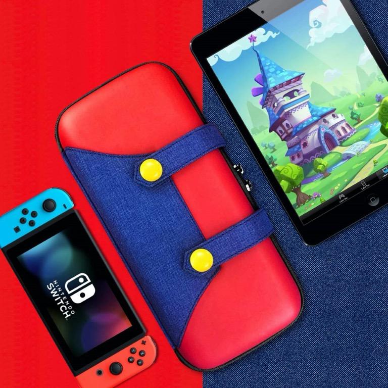 Nintendo Switch Eva Case Hard Shell Mario Case Red & Blue Carry Case ...